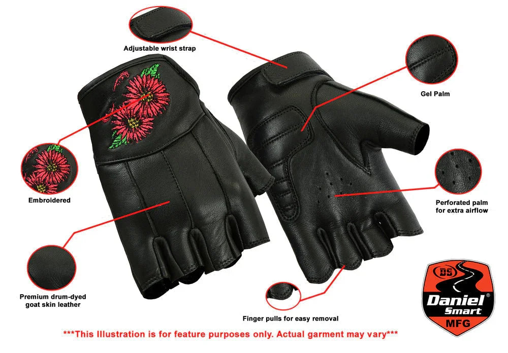 Women's Embroidered Fingerless Glove – Hugger Gloves
